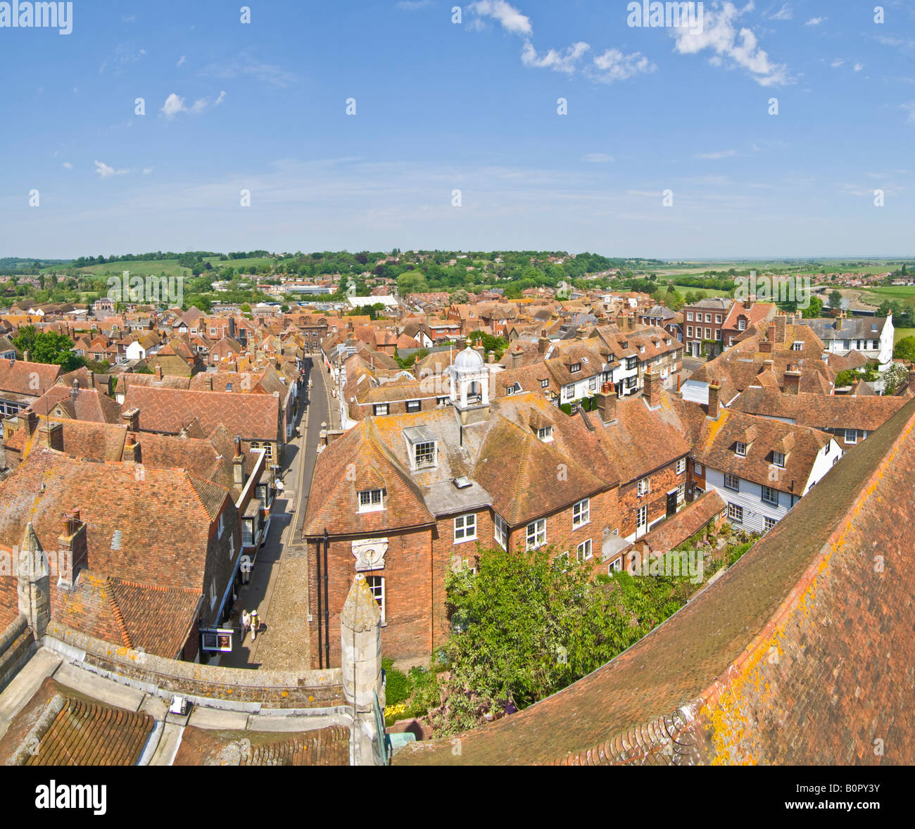 A 3 picture stitch panoramic aerial view of Rye taken from the top of ...