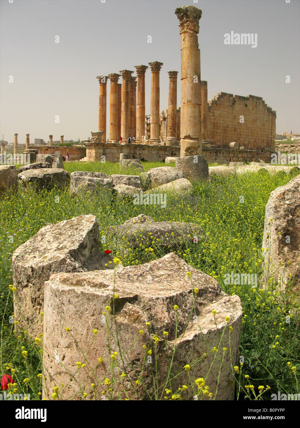 Ruined Roman temple in the ancient town of Jerash in northern Jordan ...
