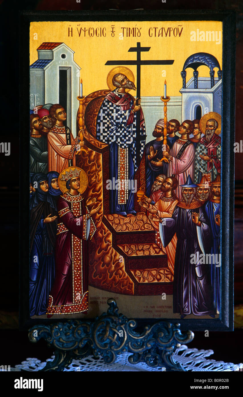 Icon at Timios Stavros Samos Greece Stock Photo - Alamy