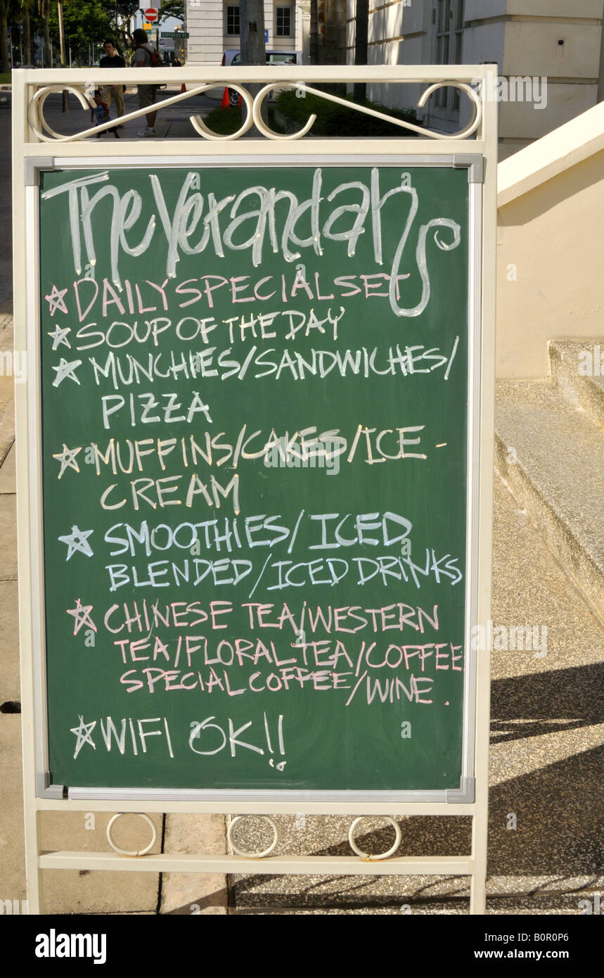 Handwritten cafe menu, Singapore Stock Photo - Alamy