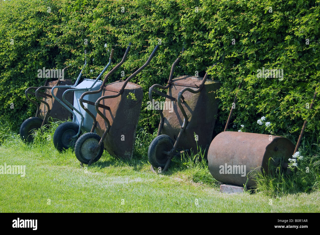 A line of wheelbarrows Stock Photo - Alamy