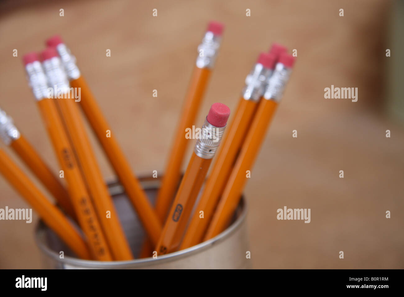 A collection of pencils on a desk Stock Photo - Alamy