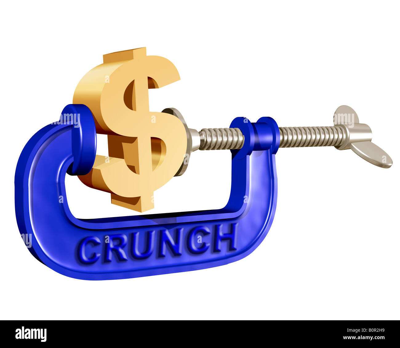 Dollar symbol being squeezed in a crunch clamp Stock Photo - Alamy