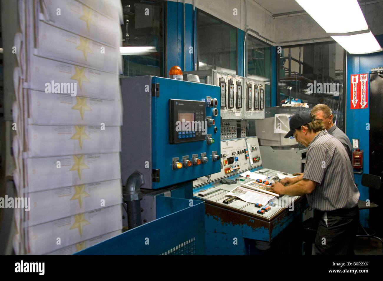 Control room for the rotary printing press at the Houston Chronicle in ...