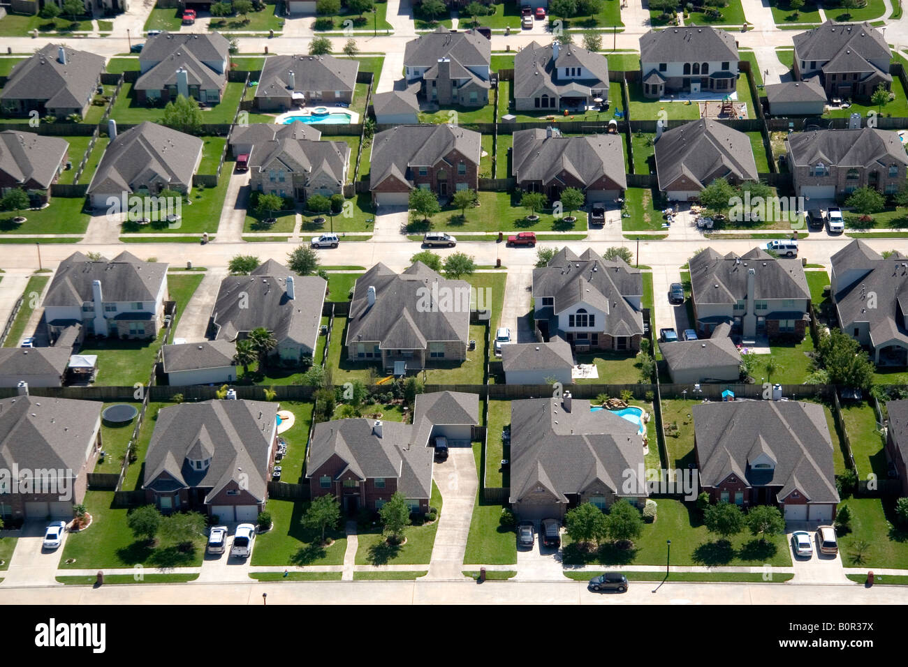 Aerial view of a suburban subdivision near Houston Texas Stock Photo ...