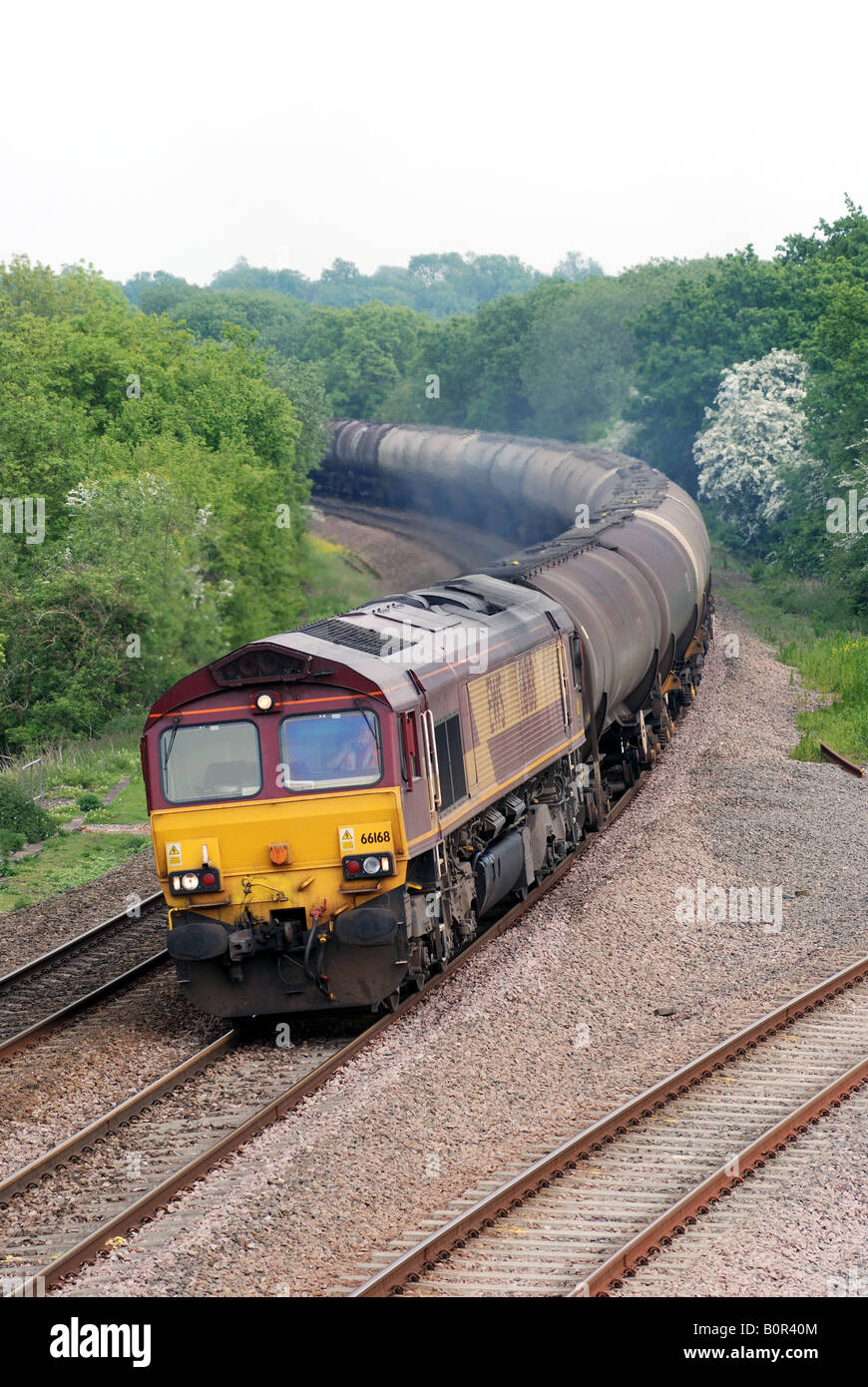 Oil train pulled by class 66 diesel locomotive, UK Stock Photo - Alamy