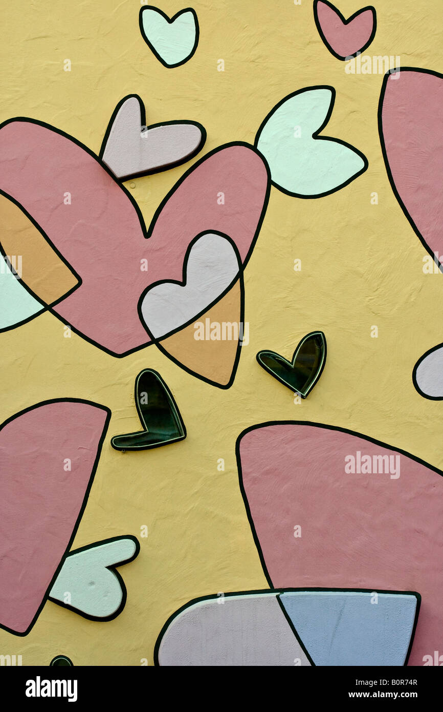 Painted hearts and heart shaped windows Stock Photo - Alamy