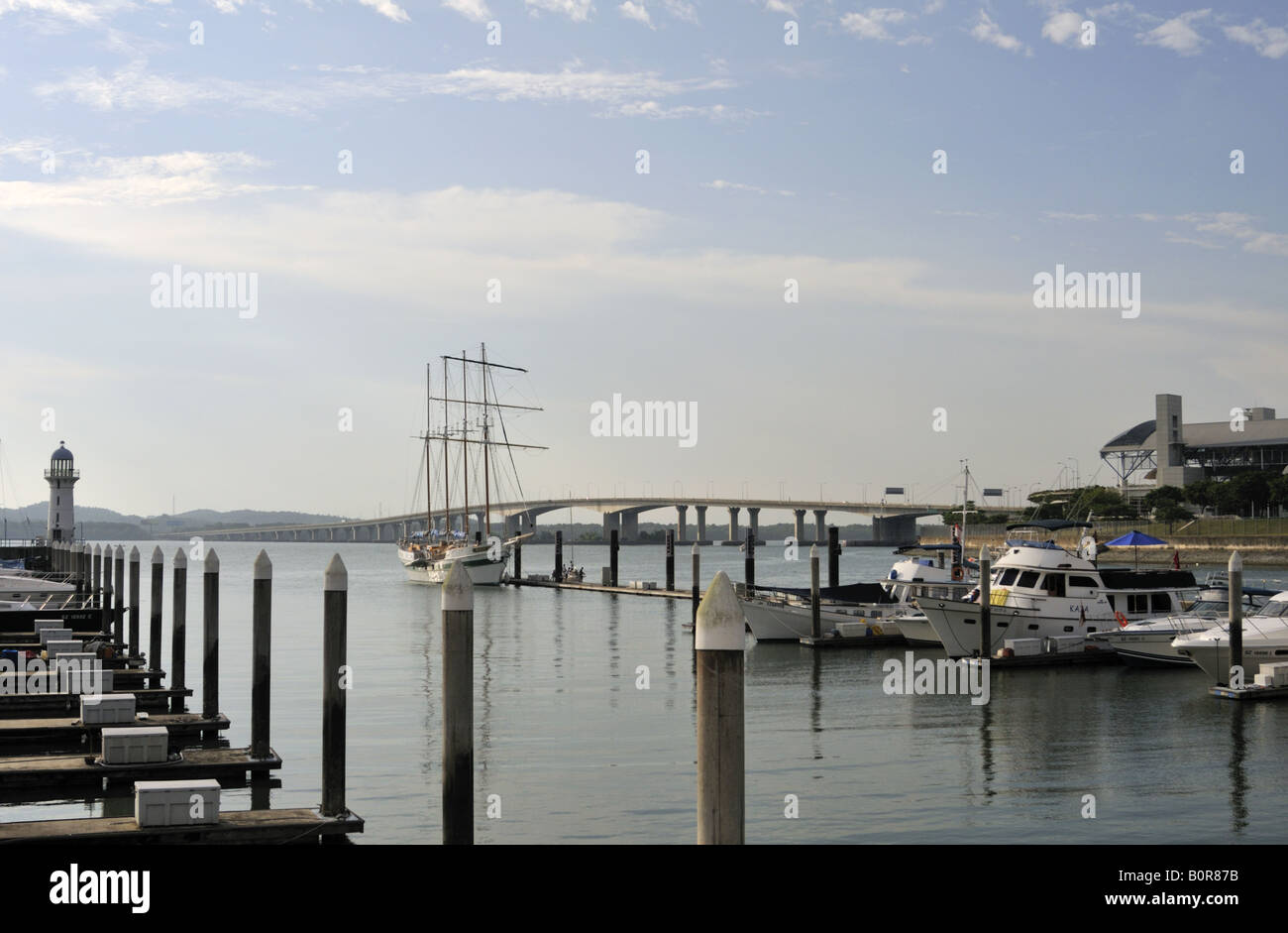 Road bridge link over the Strait of Johor to Malaysia from Tuas the ...