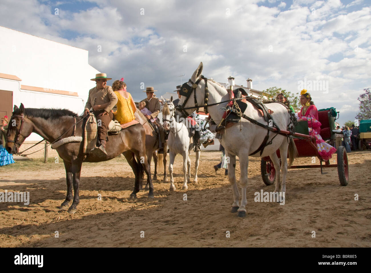 young people in the street in El Rocío, during the romeria Stock Photo ...
