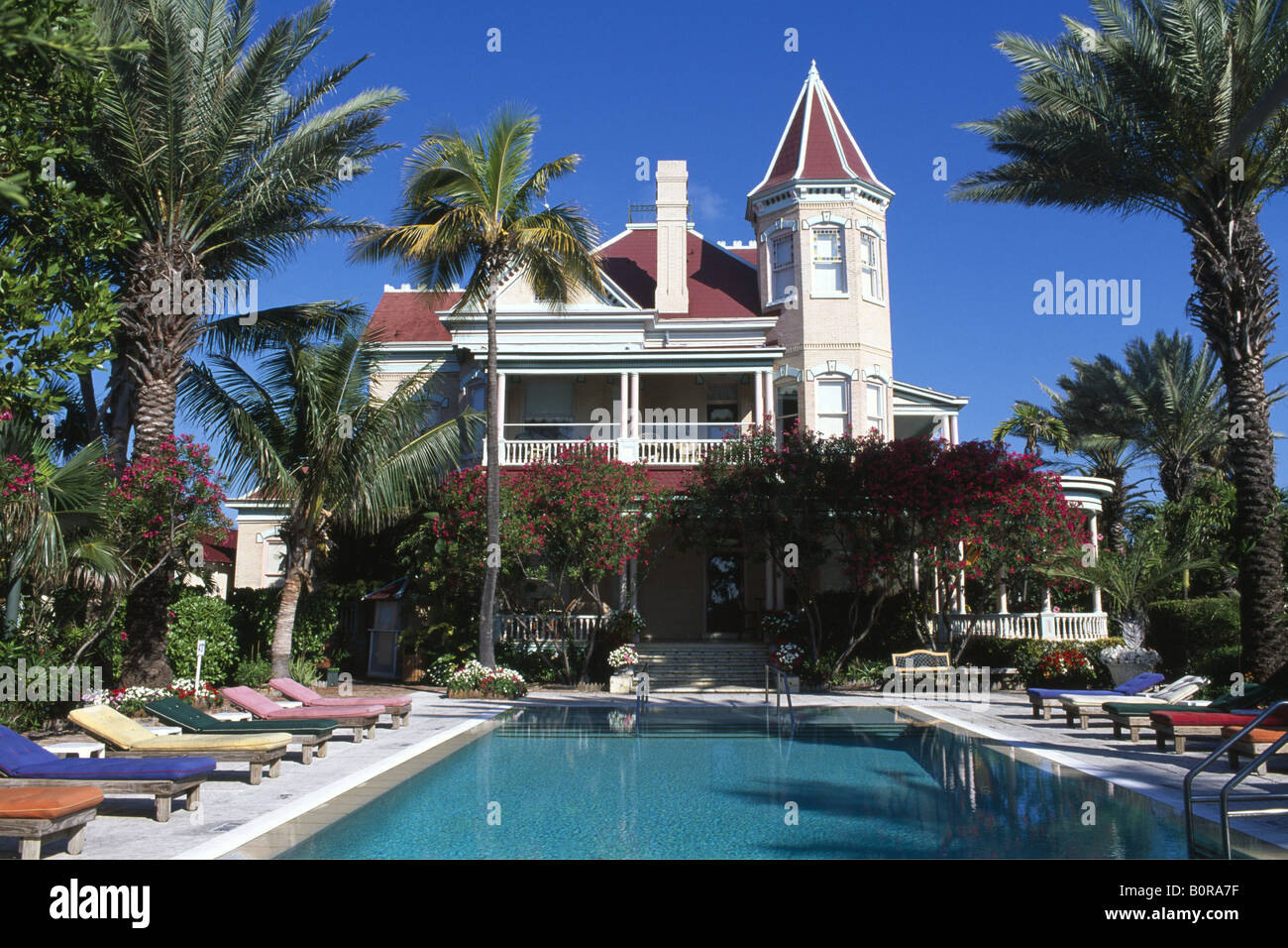 Hotel in colonial style with swimming pool, Key West, The Keys, Florida ...