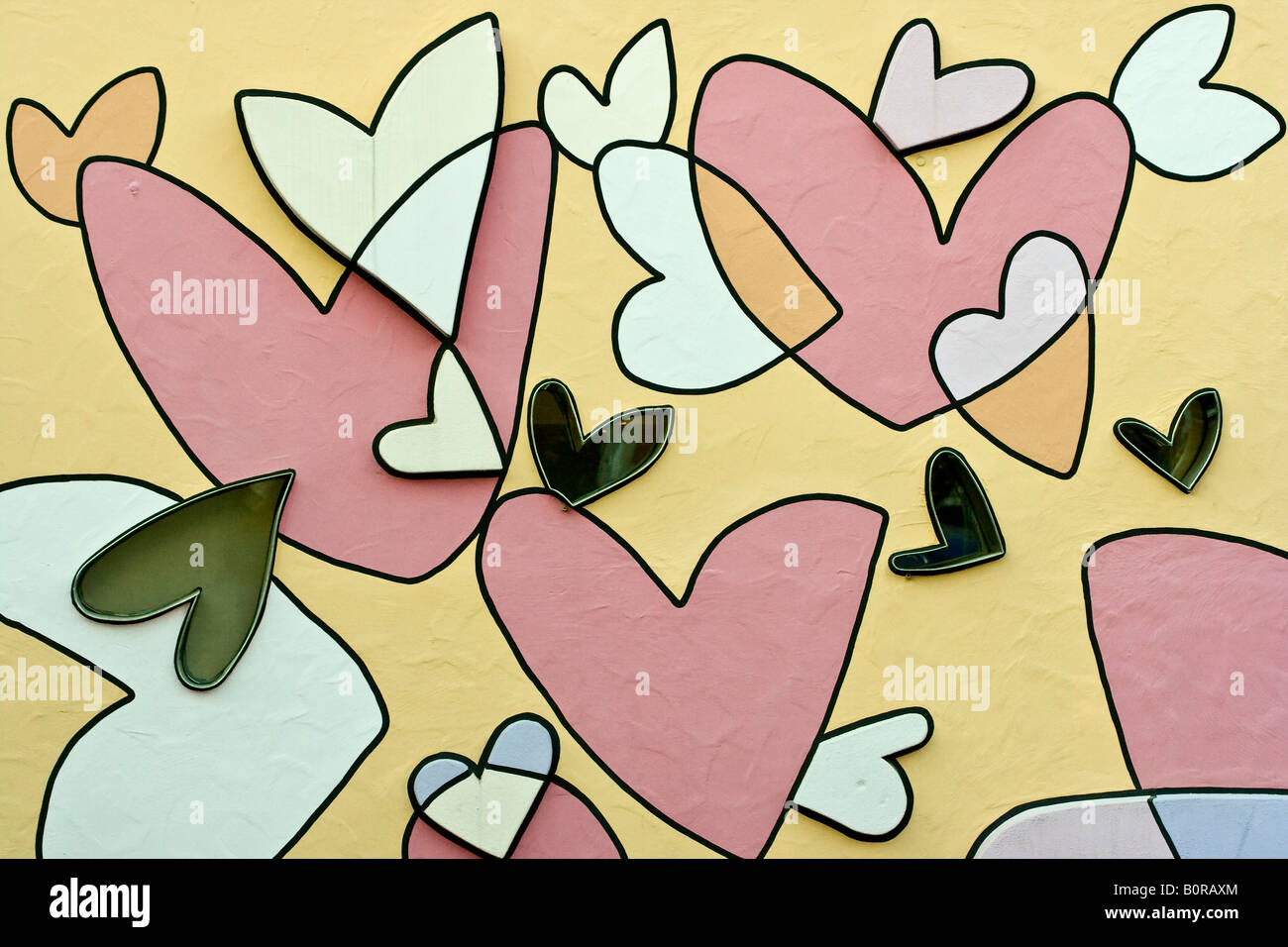 Painted hearts and heart shaped windows Stock Photo - Alamy