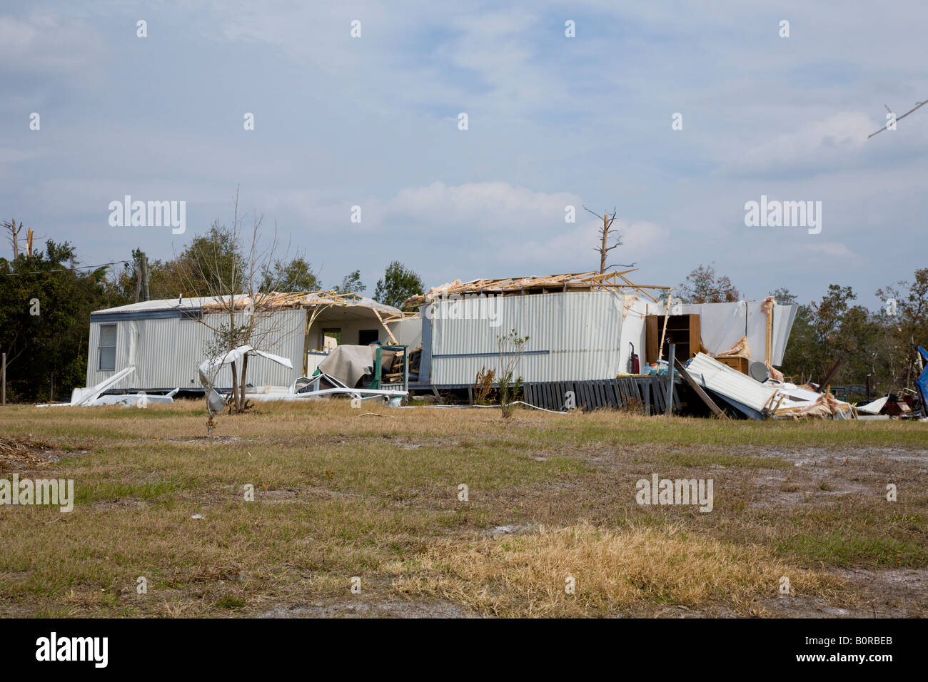 Modular home torn apart by a deadly tornado in Lake Mack Florida Stock ...