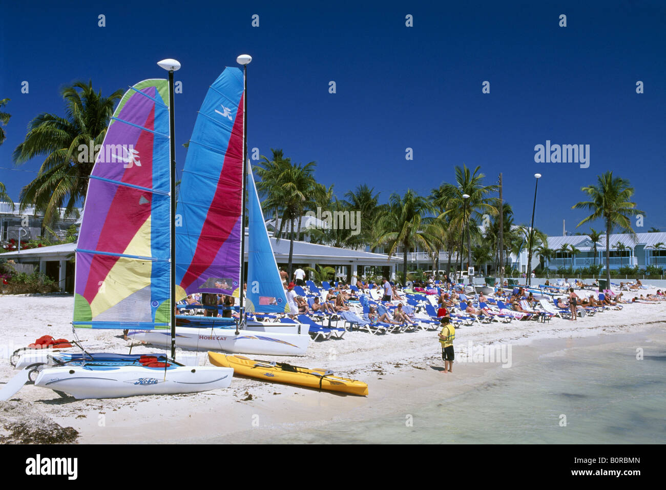 Catamarans on South Beach, Key West, The Keys, Florida, USA Stock Photo ...
