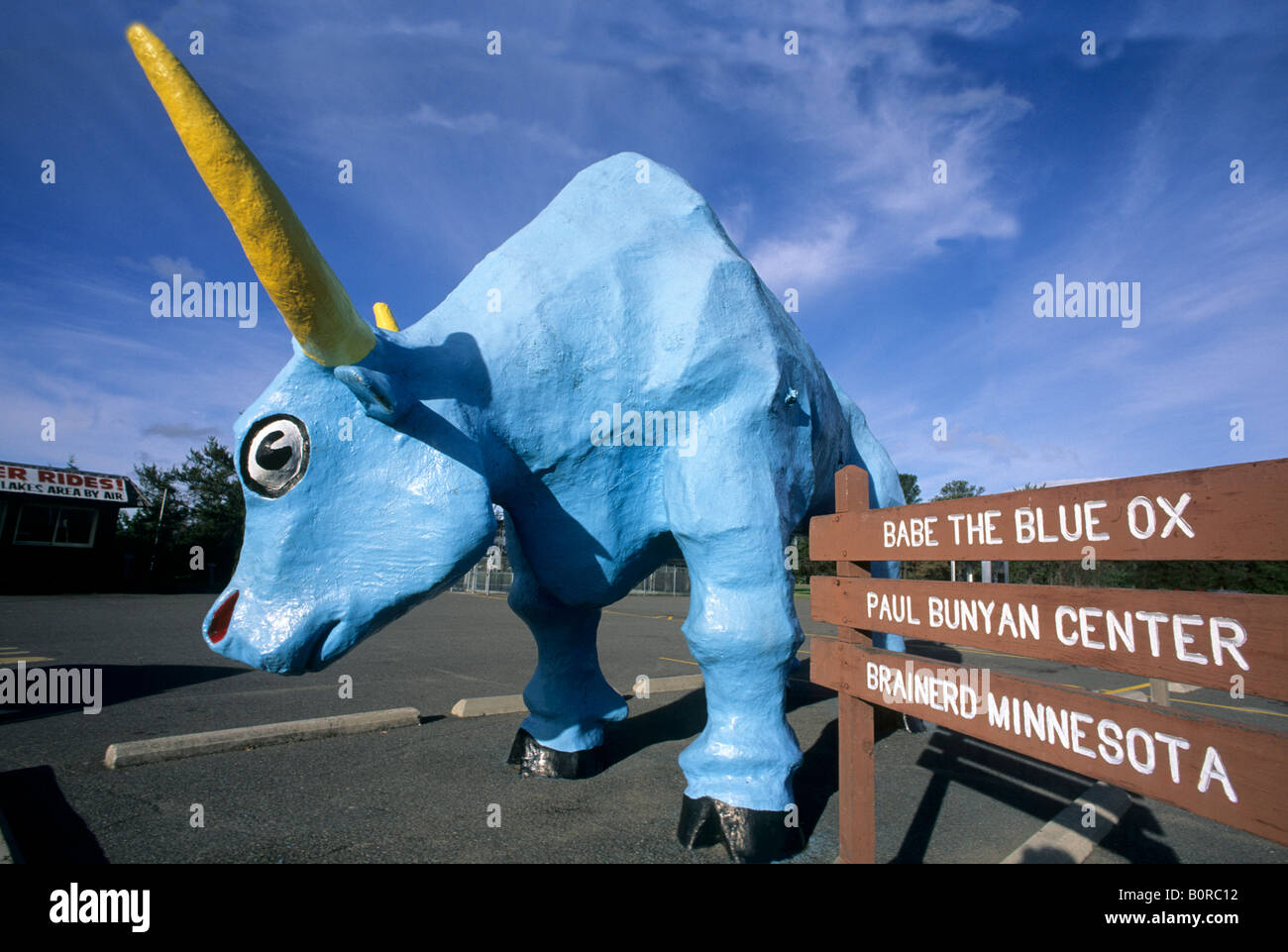 BABE THE BLUE OX AT THE PAUL BUNYAN CENTER, BRAINERD, MINNESOTA. SUMMER ...