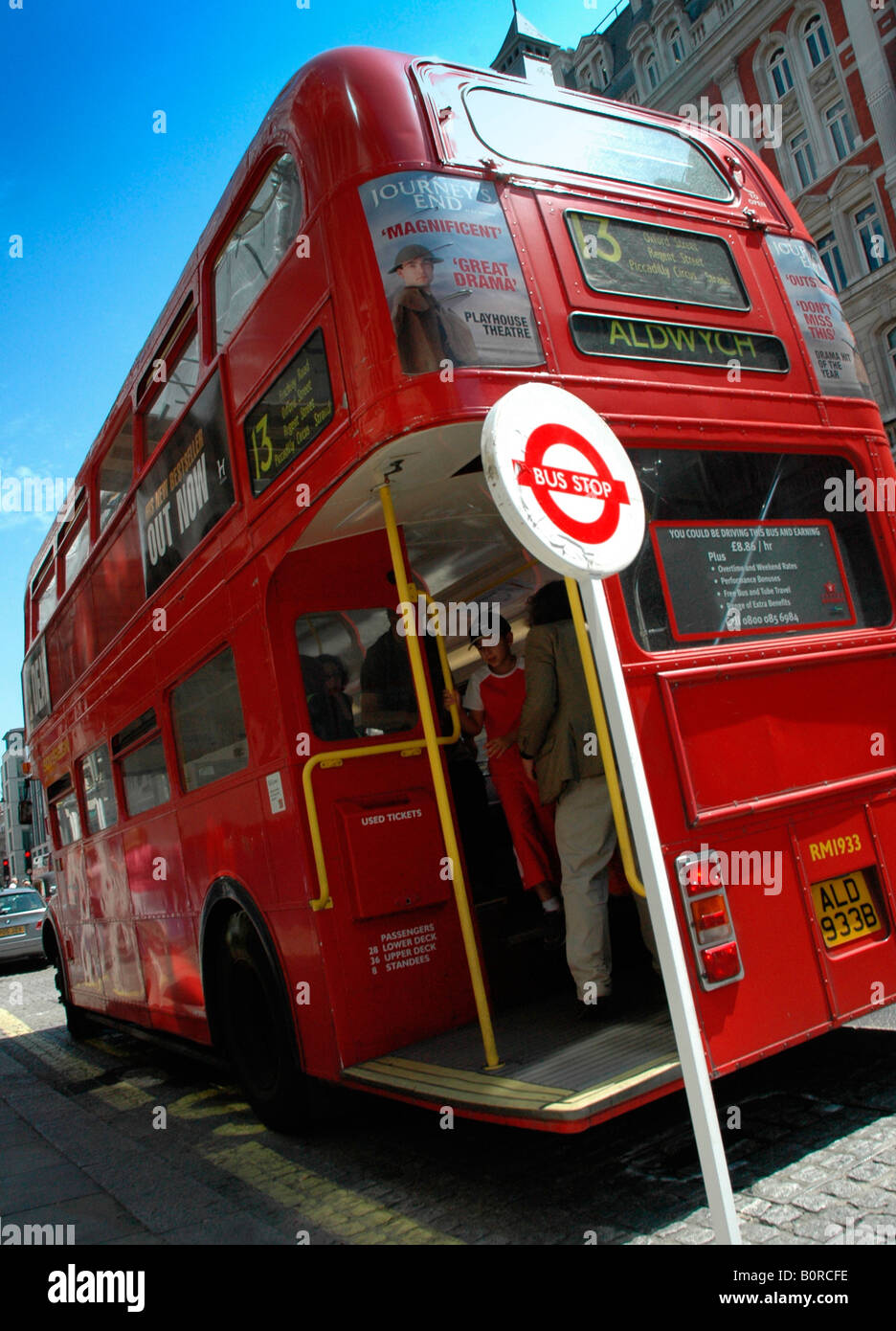 Routemaster Bus waiting at Stop London Britain Stock Photo - Alamy
