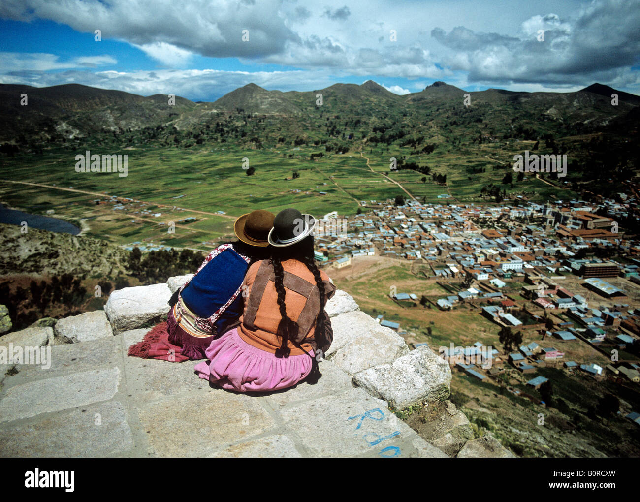 women of aymara tribe on sanctuary of calvary hill pilgrimage village ...
