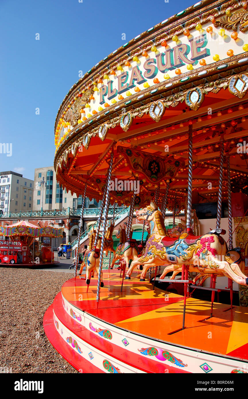 Carousel ride on the beach at Brighton, UK Stock Photo - Alamy