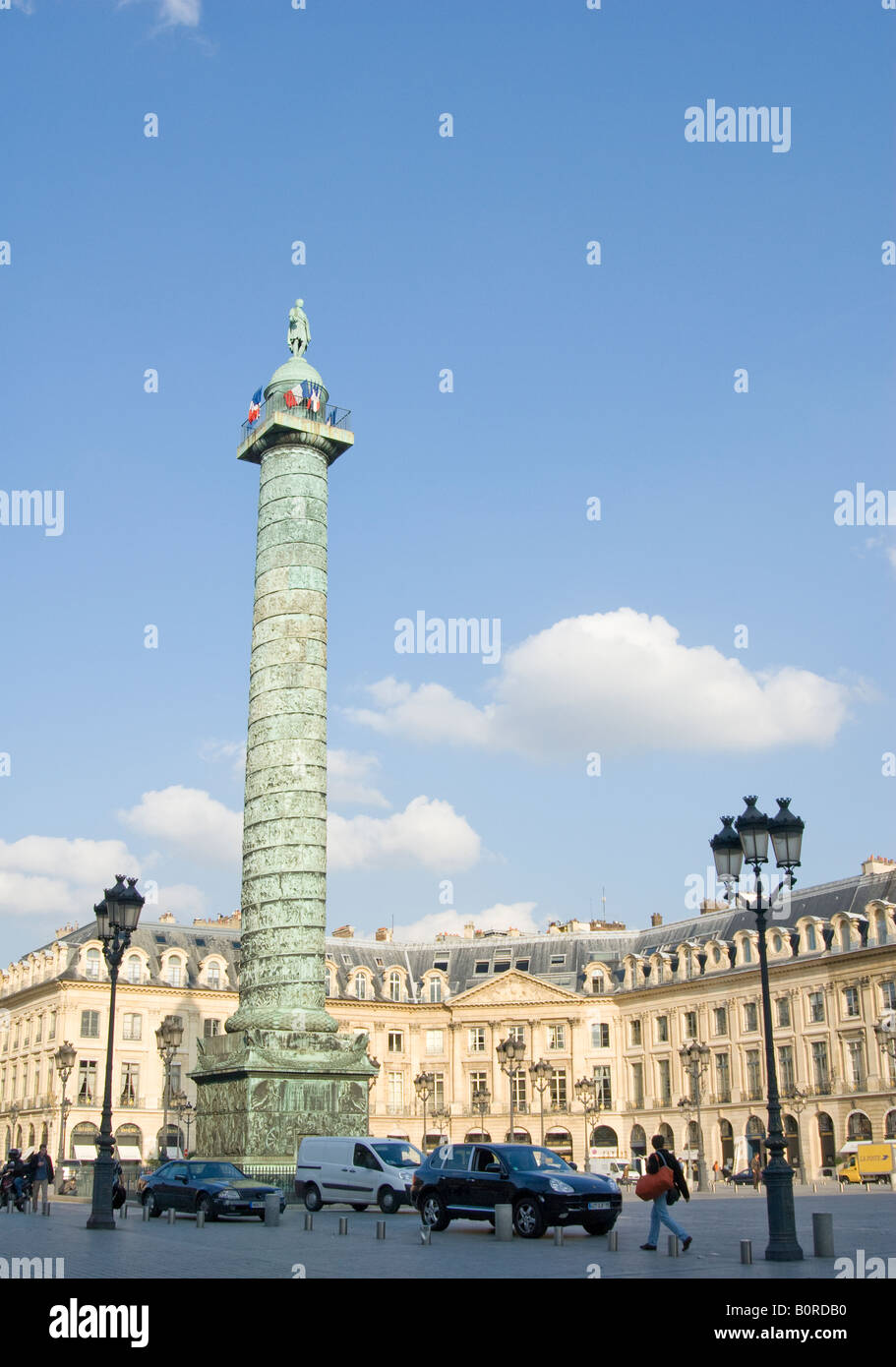 Vendome Column stands in the center of in Place Vendome Paris France ...