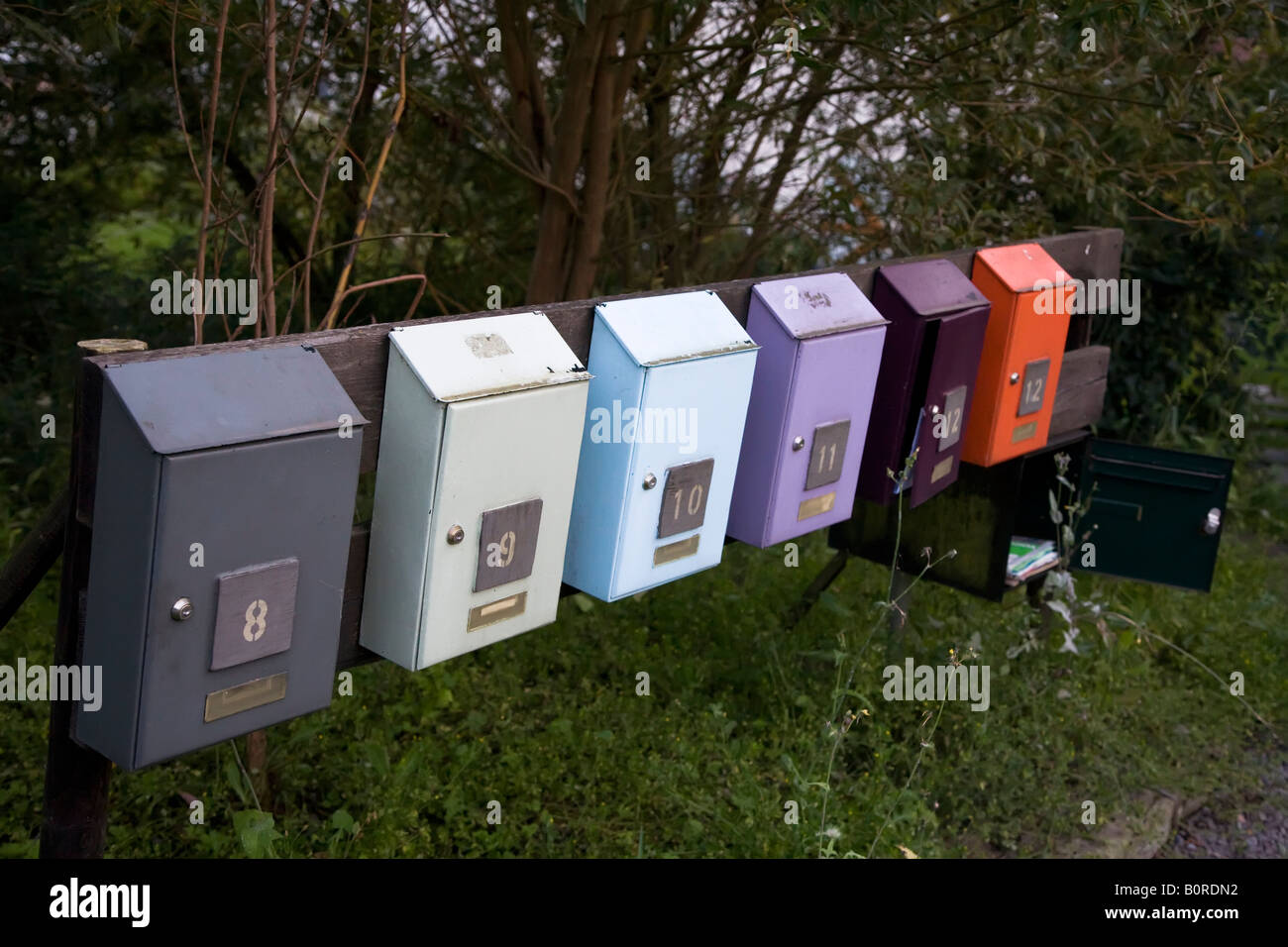 Leaning post boxes in poor condition with house numbers 8 to 12 Belgium ...