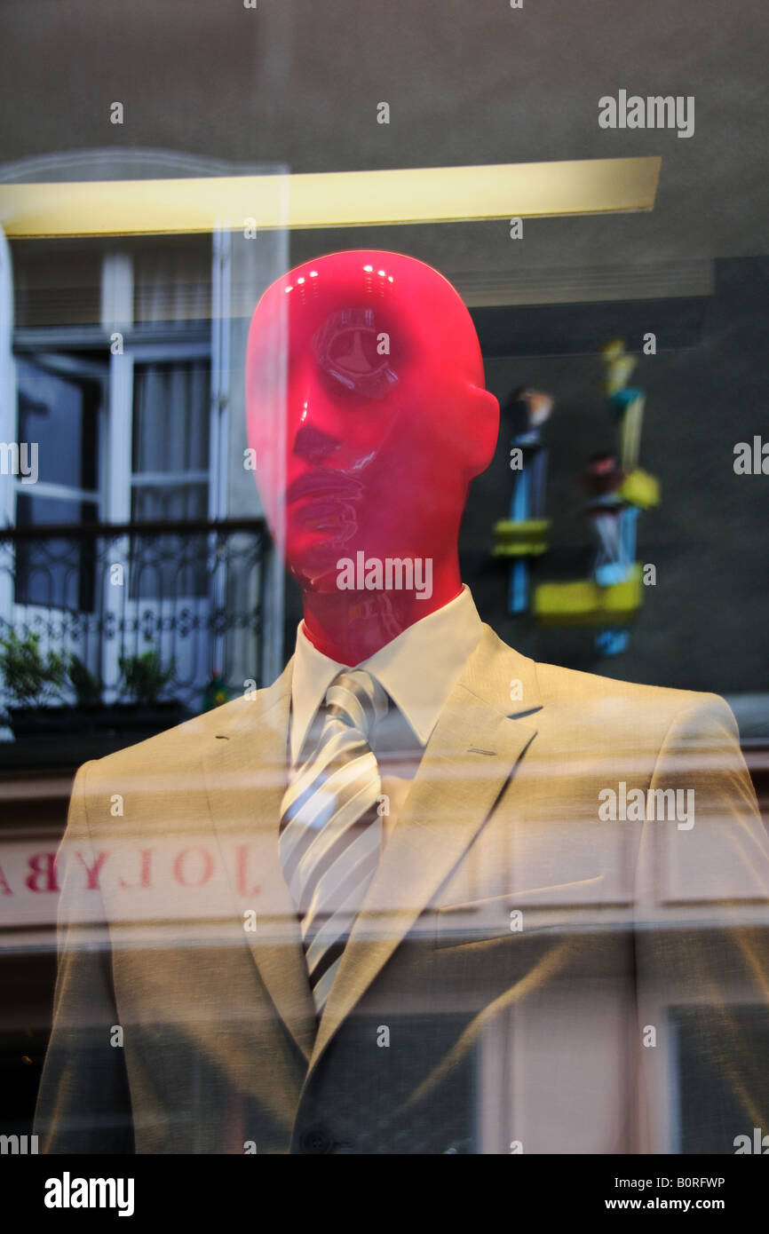 A shop window mannequin in a mens wear shop in the town of Vitre ...