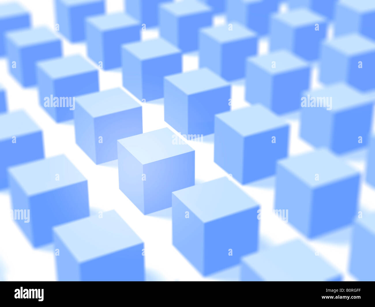 One cube in sharp focus between many rows of cubes Stock Photo - Alamy
