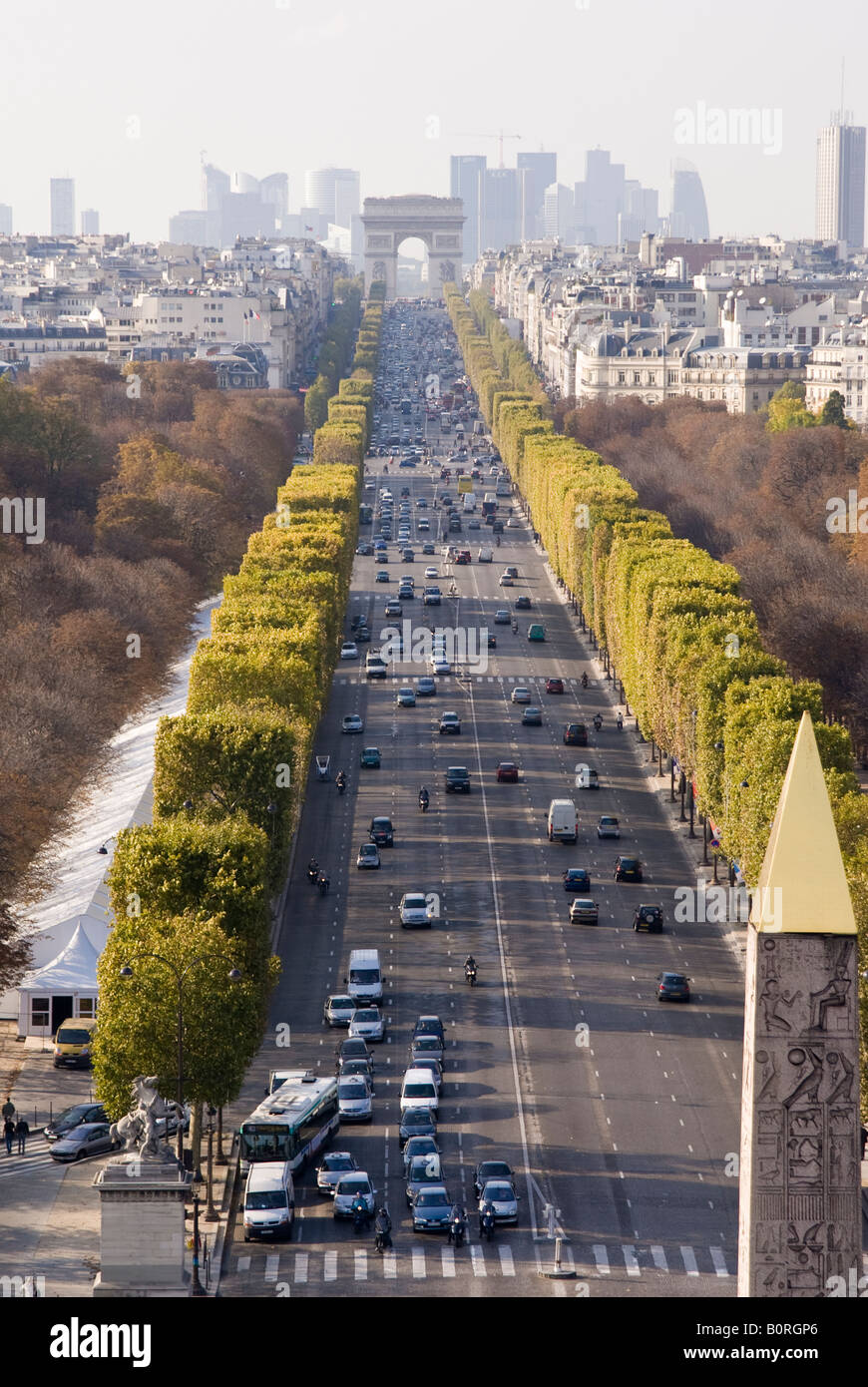Aerial view looking from the historic square of Place de la Concorde ...