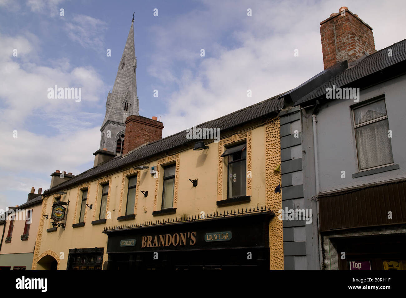 Skyline with church steeple in background in Ennis Ireland Stock Photo ...