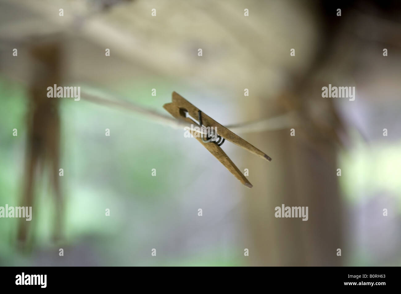 clothes pin on clothes line clothespin laundry air dry natural Stock ...