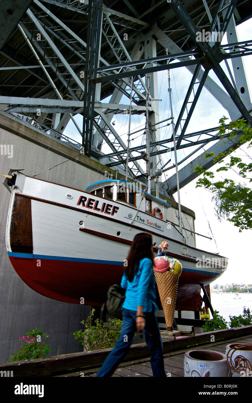 Wooden west coast troller gillnetter fishing vessel Relief dry-docked ...