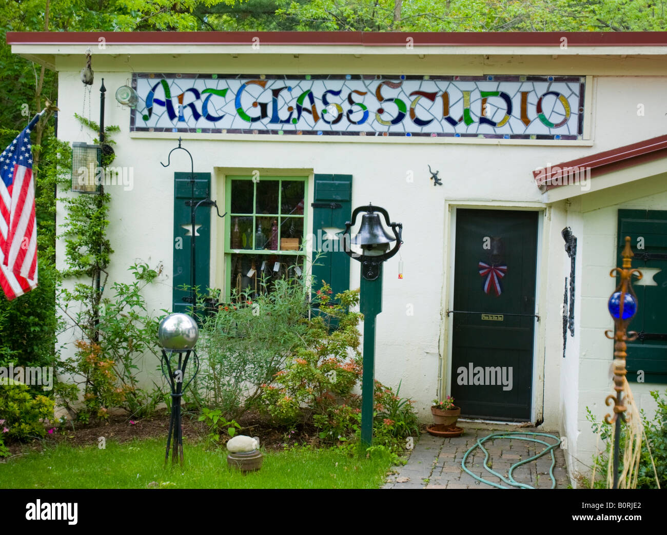 Small art glass studio shop Stock Photo - Alamy