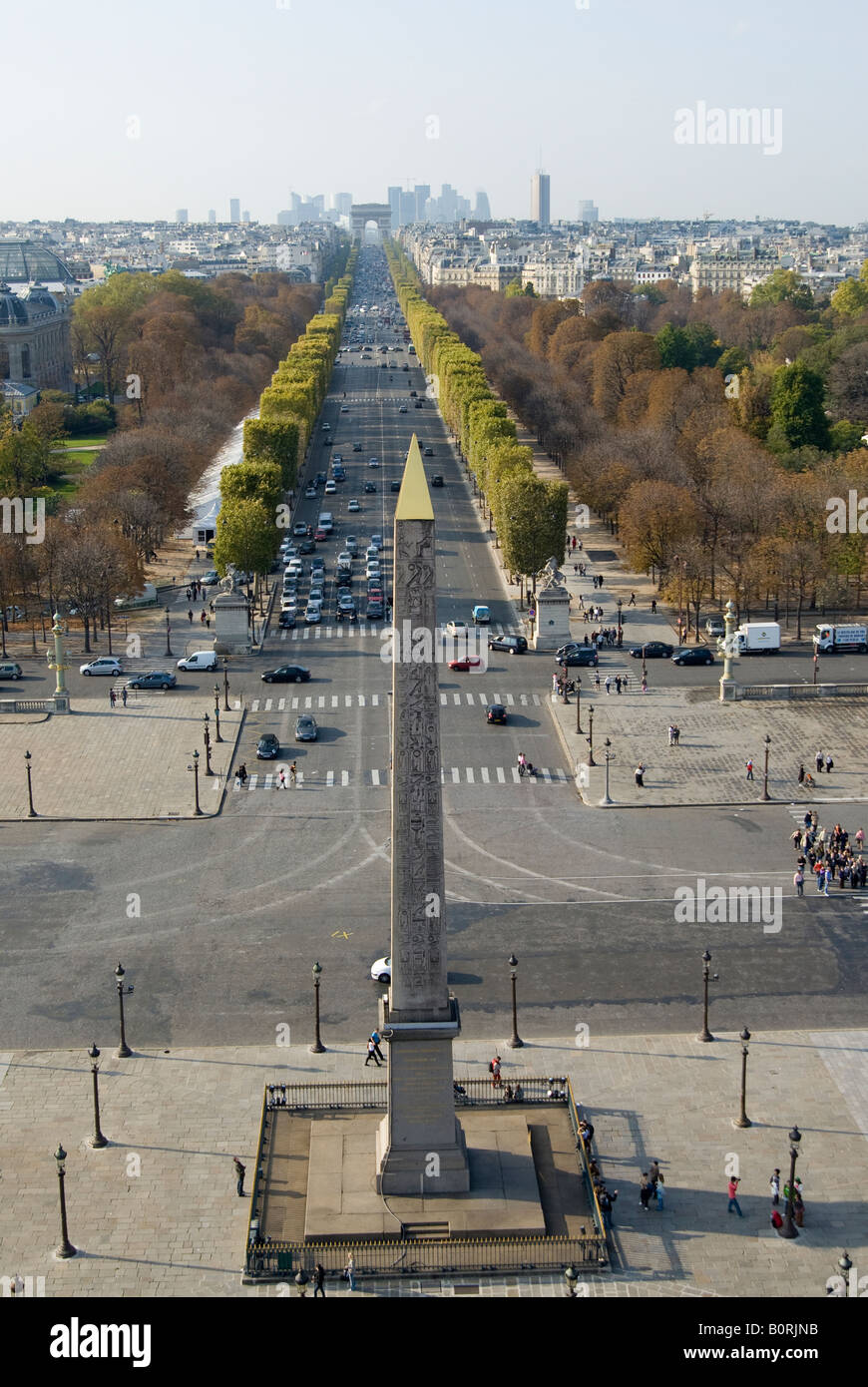 Aerial view looking from the historic square of Place de la Concorde ...