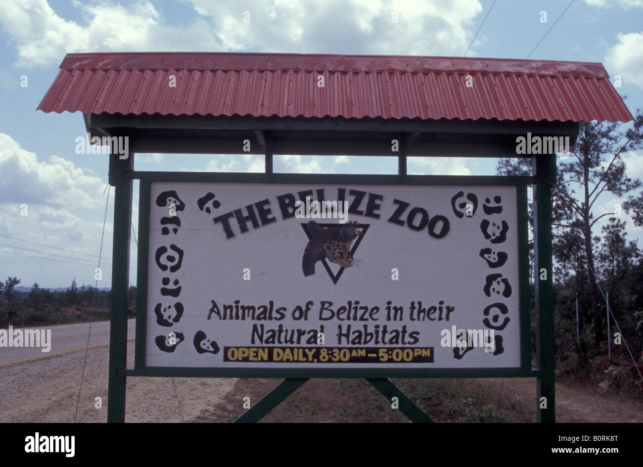 Sign at the entrance to the Belize Zoo, Belize, Central America Stock ...