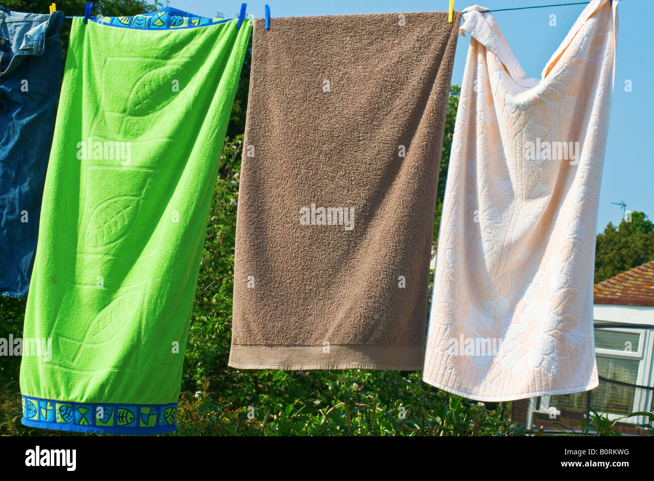 The washing of the towels. View from the front. Close up Stock Photo ...
