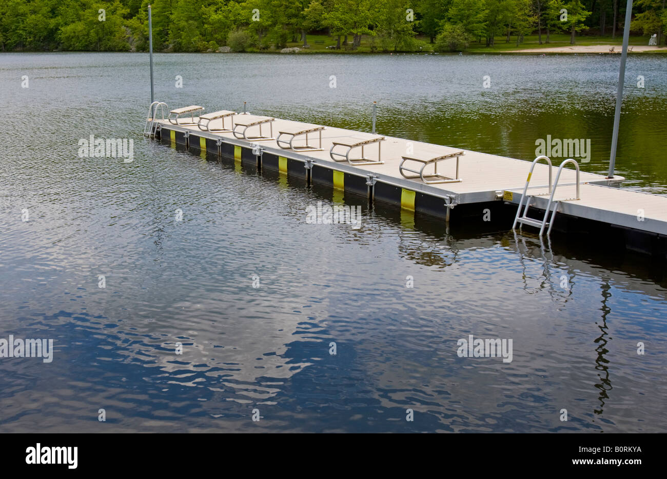 Starting platforms on a lake Stock Photo - Alamy