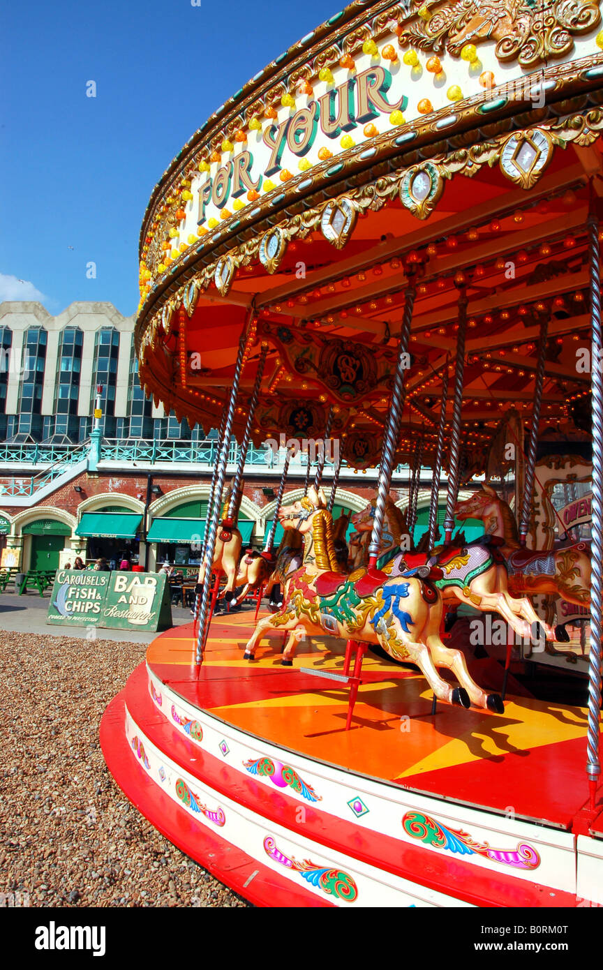Carousel ride on the beach at Brighton, UK Stock Photo - Alamy