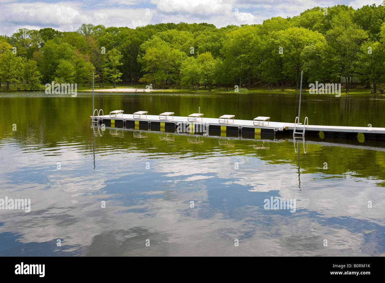 Starting platforms on a lake Stock Photo - Alamy