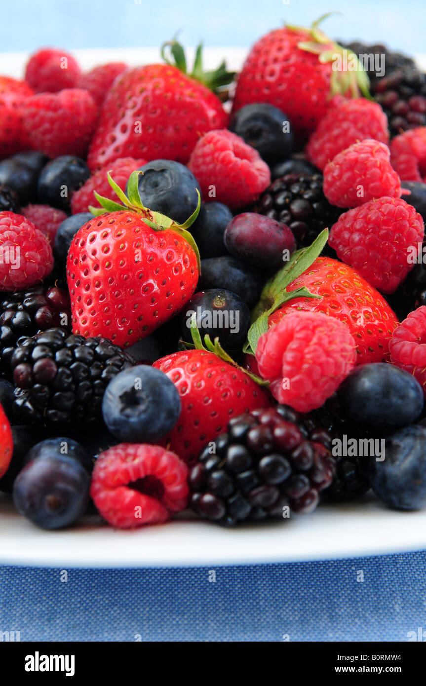 Assorted berries on a plate Stock Photo - Alamy