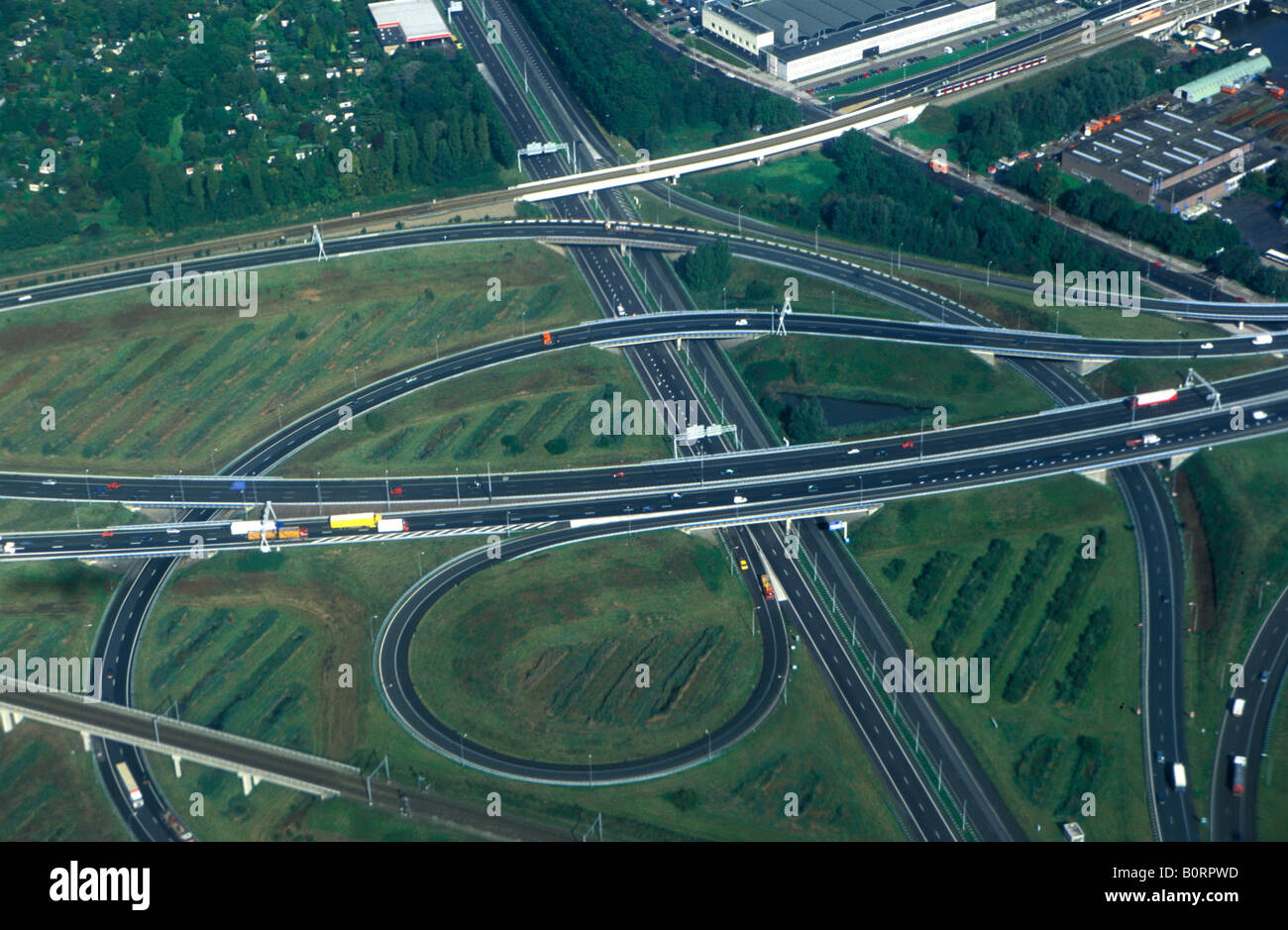 Aerial view of connecting highways Stock Photo - Alamy