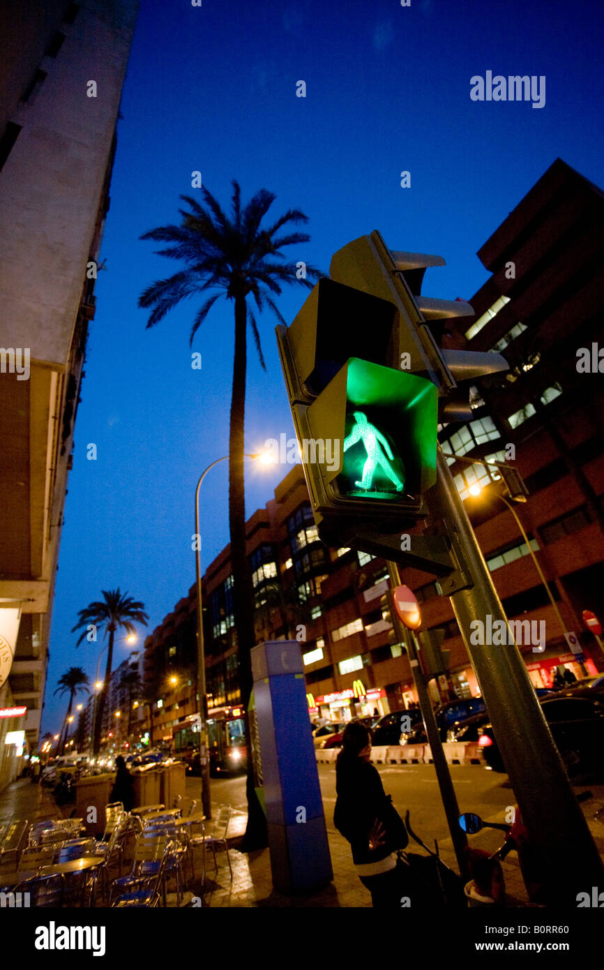 Green Traffic Light for pedestrians, Seville, Spain Stock Photo - Alamy