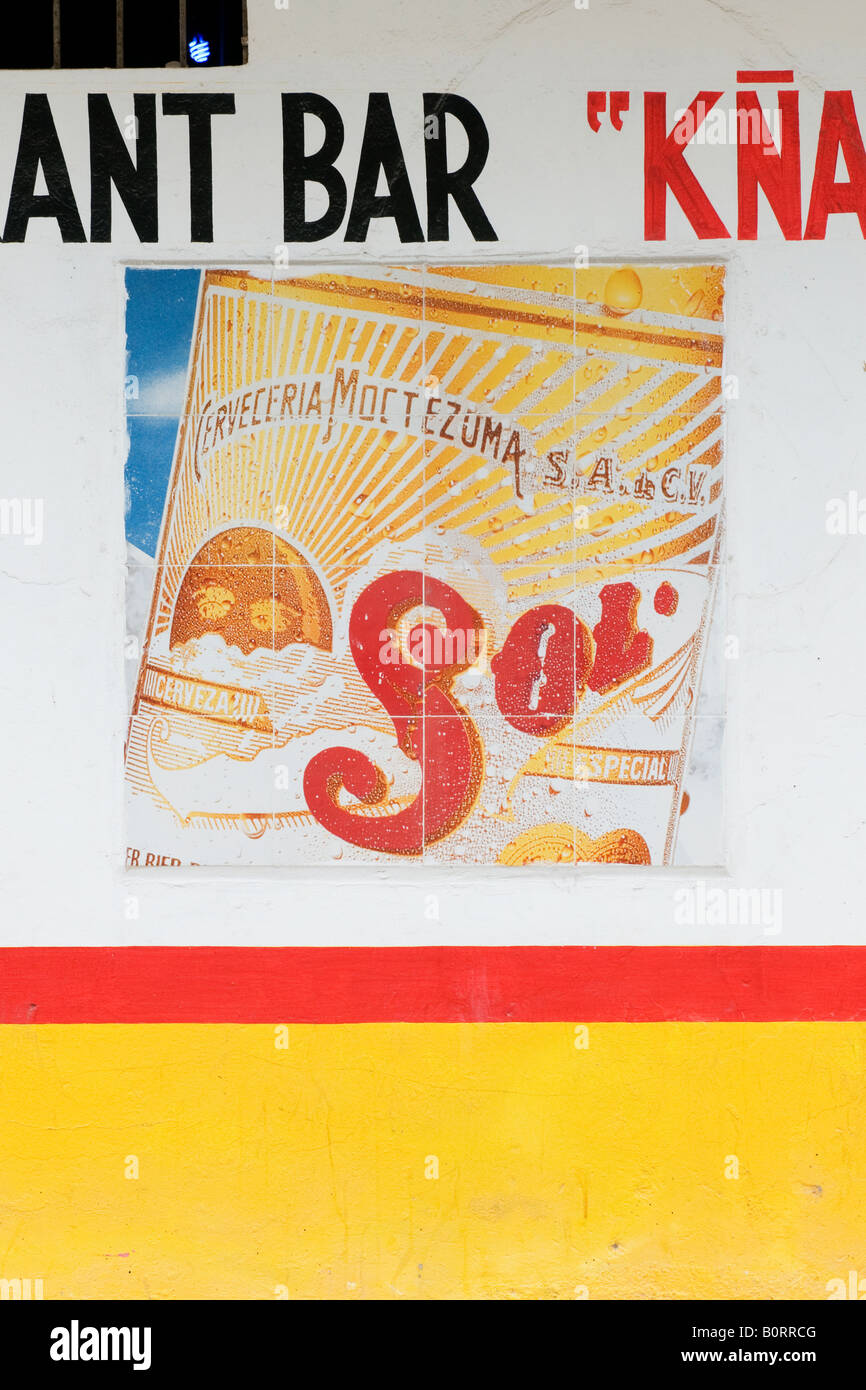 Sign for Sol beer Playa del Carmen Mexico Stock Photo - Alamy