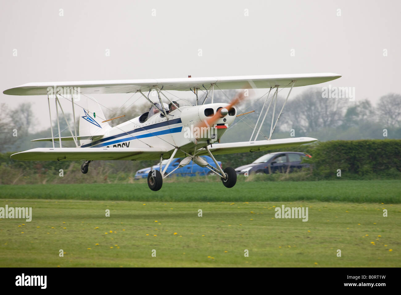 Hatz CB-1 biplane G-DRSY landin @ Breighton Airfield Stock Photo - Alamy
