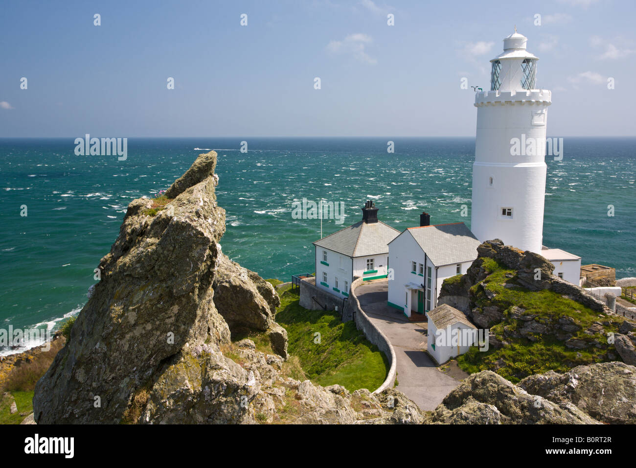 Looking down on start point lighthouse Devon UK Stock Photo - Alamy