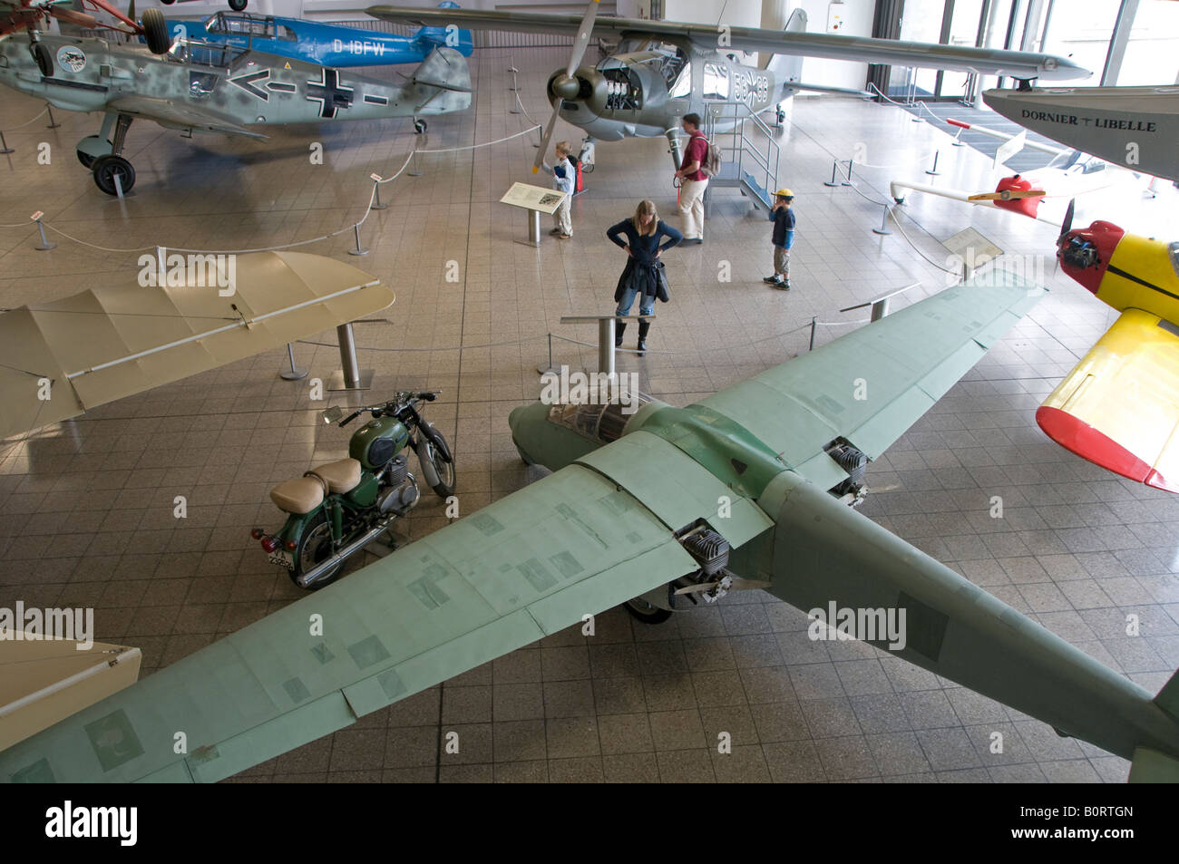 Flight hall room inside the Deutsches Museum in the city of Munich ...