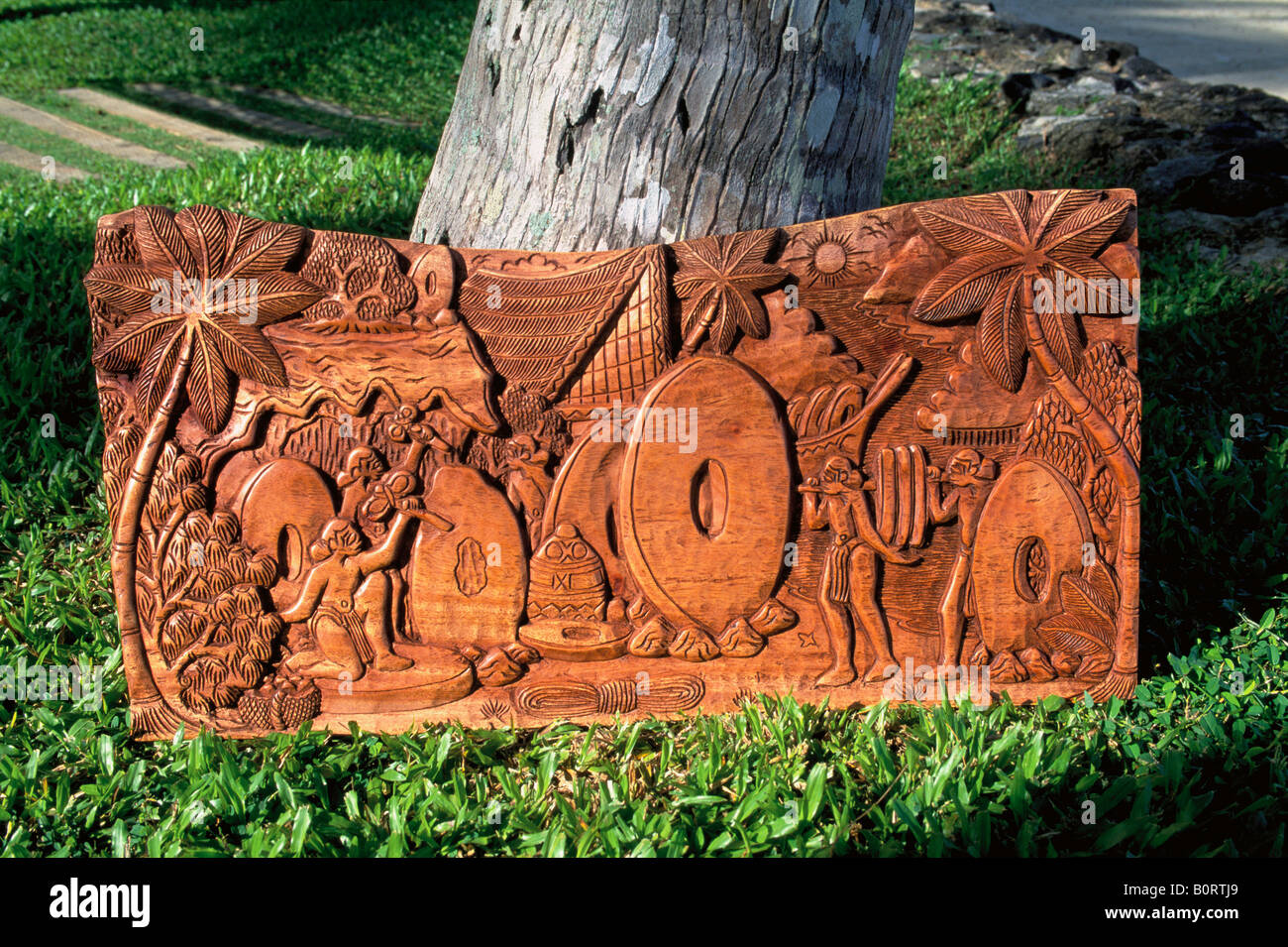 Carved Storyboard Palau Micronesia Stock Photo - Alamy