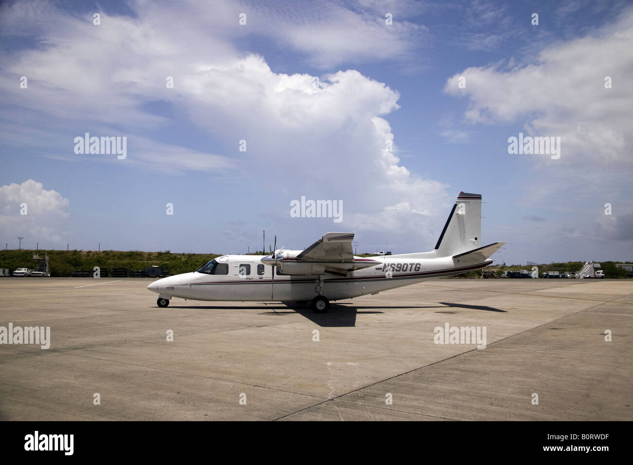 A private plane on runway in St. Thomas United States Virgin Islands ...