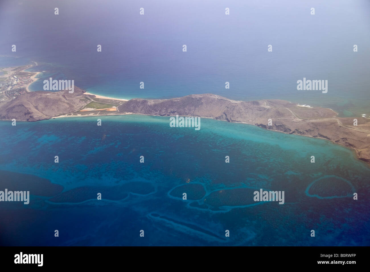 Aerial view of a Caribbean island Stock Photo - Alamy