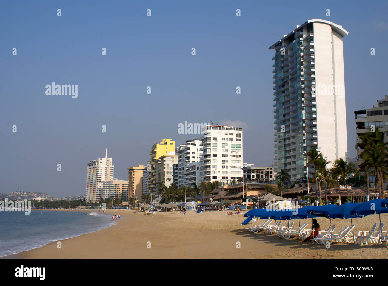 Modern high-rise hotels lining the beach in Acapulco, Mexico Stock ...