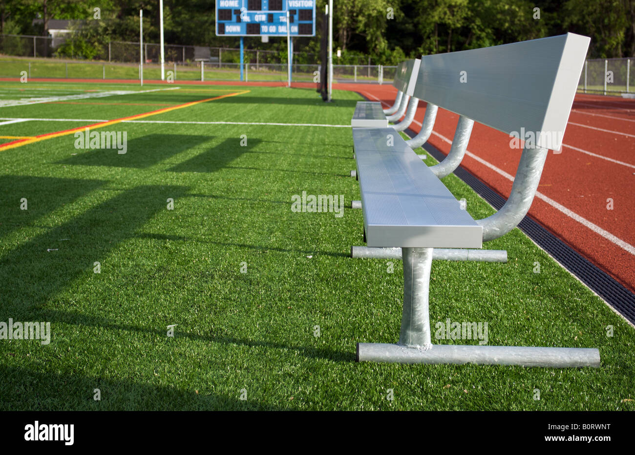 benches on the sport field Stock Photo - Alamy