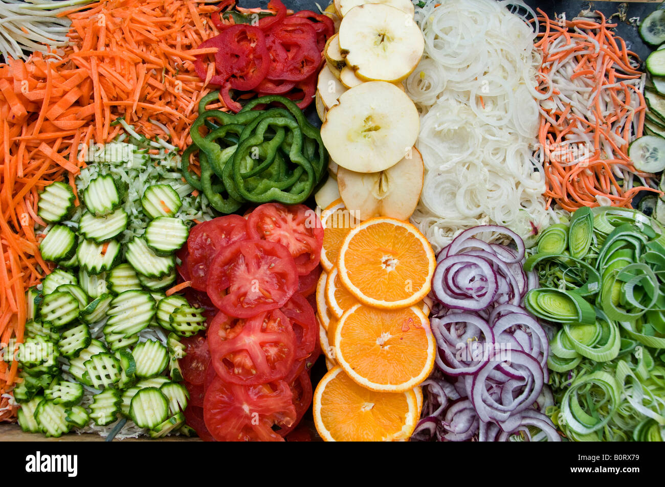 Fresh mixed vegetables cut Stock Photo - Alamy