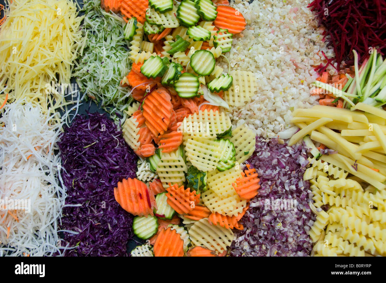 Fresh mixed vegetables cut Stock Photo - Alamy